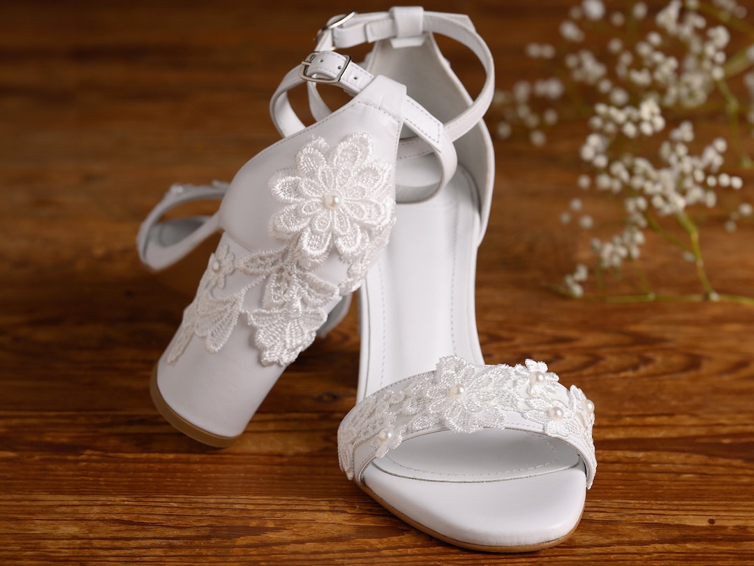 Elegant Bridal Shoes Wedding Shoe for Bride Open Toe Sandals With Lace ...
