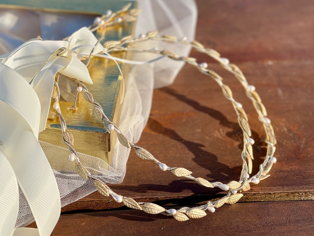 Handmade Gold Olive Leaf Greek Stefana: Orthodox Wedding Crowns - Etsy
