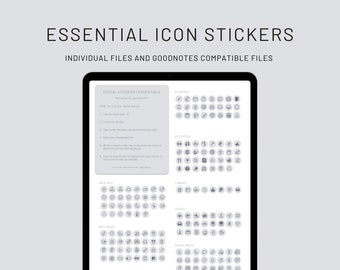 Essential Icon Stickers Digital Stickers for Ipad, Goodnotes Elements ...