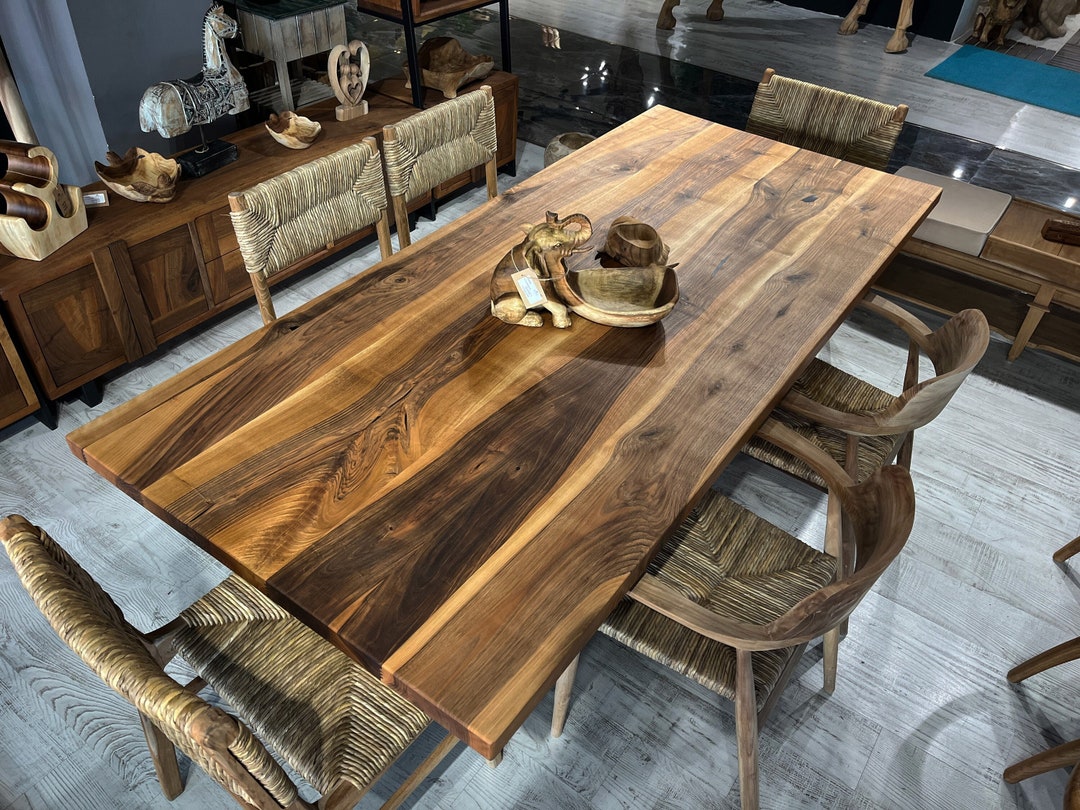 Custom Walnut Table for Dining Room Modern Wooden Farmhouse - Etsy