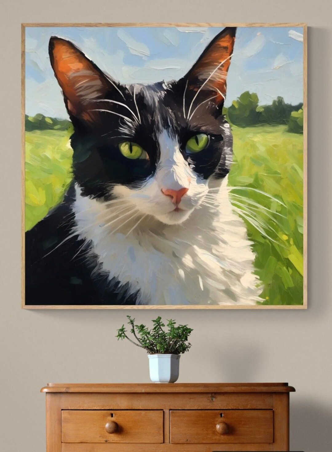Tuxedo Cat Portrait Fine Art Print | Oil Painting | Wall Decor | Gifts ...