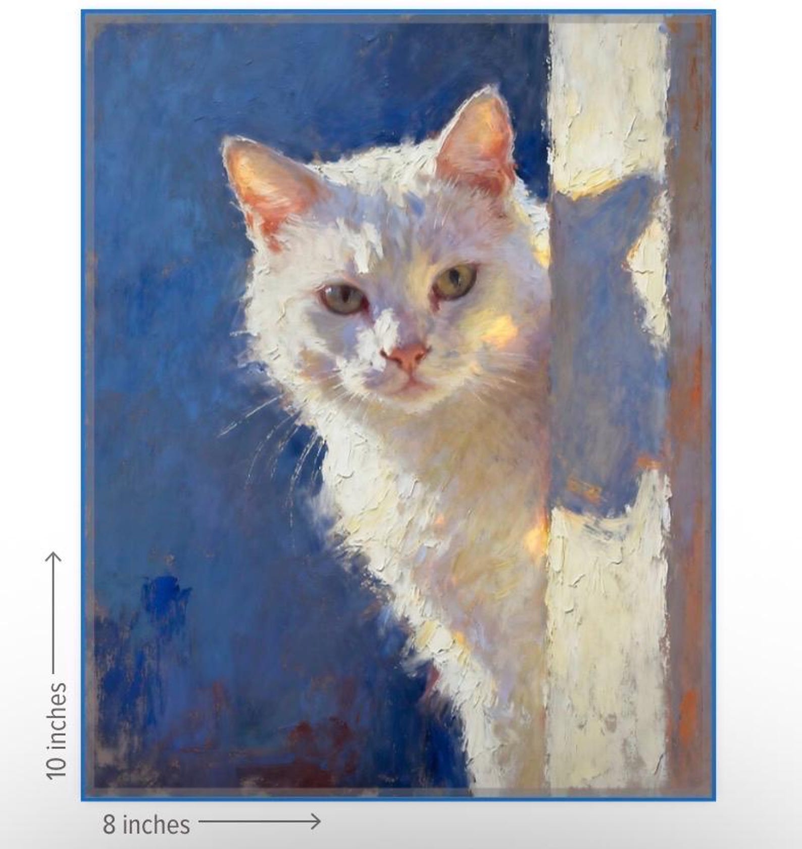White Cat Art Print - Oil Pastel Portrait - Etsy