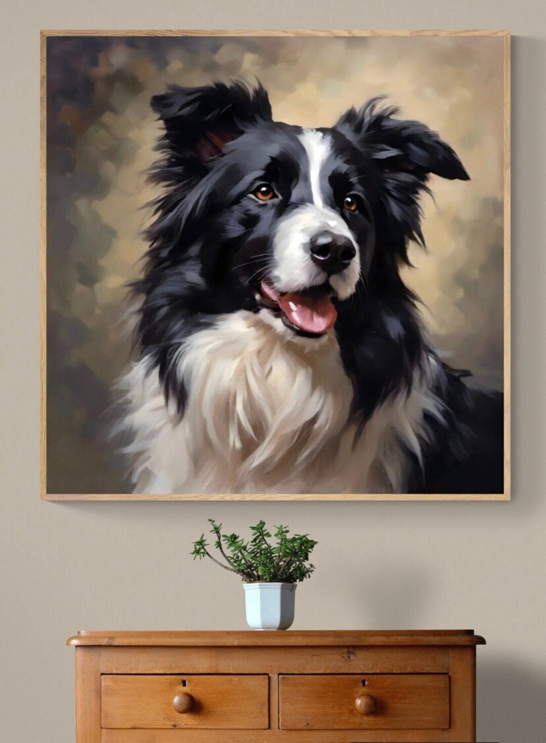 Impression beaux-arts de portrait de border collie | Peinture à l'huile ...