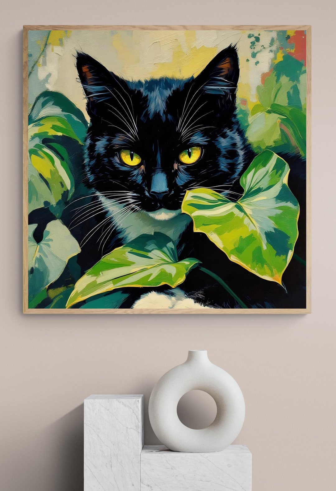 Tuxedo Cat Portrait Fine Art Print | Oil Painting | Wall Decor | Gifts ...