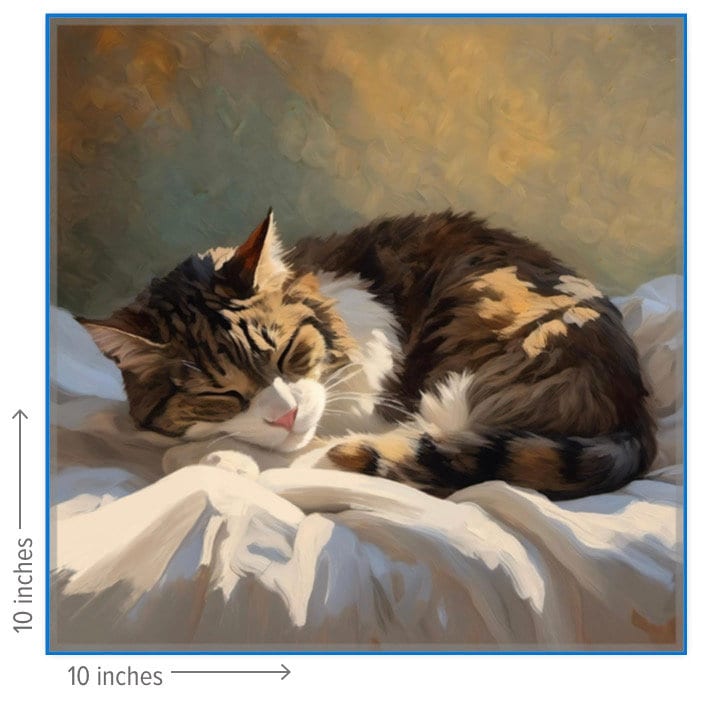 Sleeping Tabby Cat Portrait Fine Art Print Oil Painting Wall Decor ...
