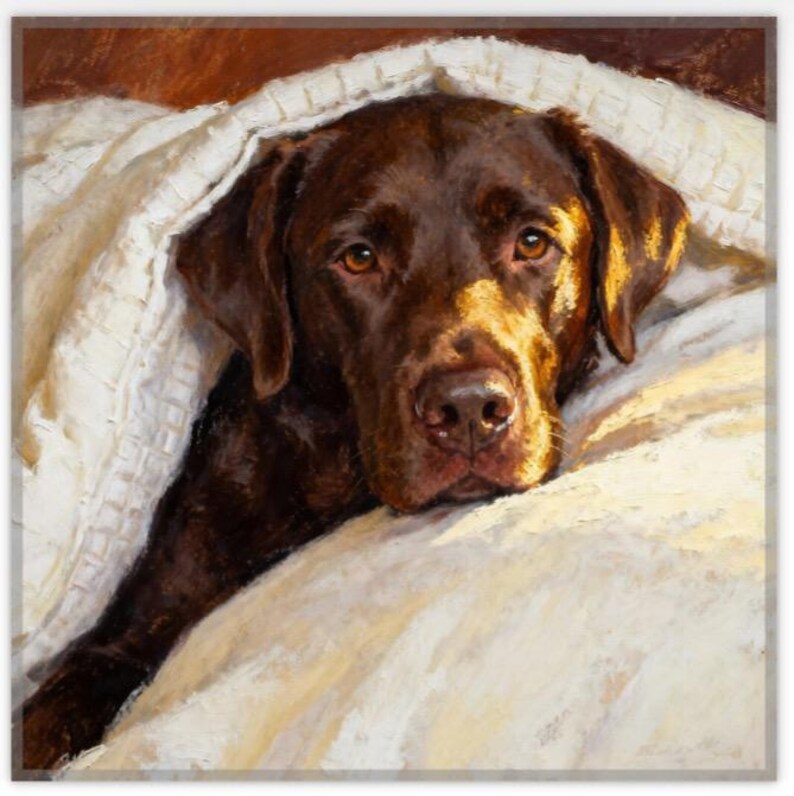 Chocolate Labrador Art Print — Oil Pastel Painting - Etsy