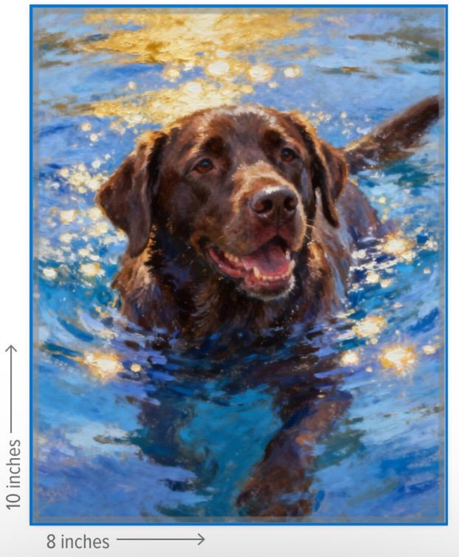 Chocolate Lab Swimming Art Print: Impressionist Dog Painting - Etsy