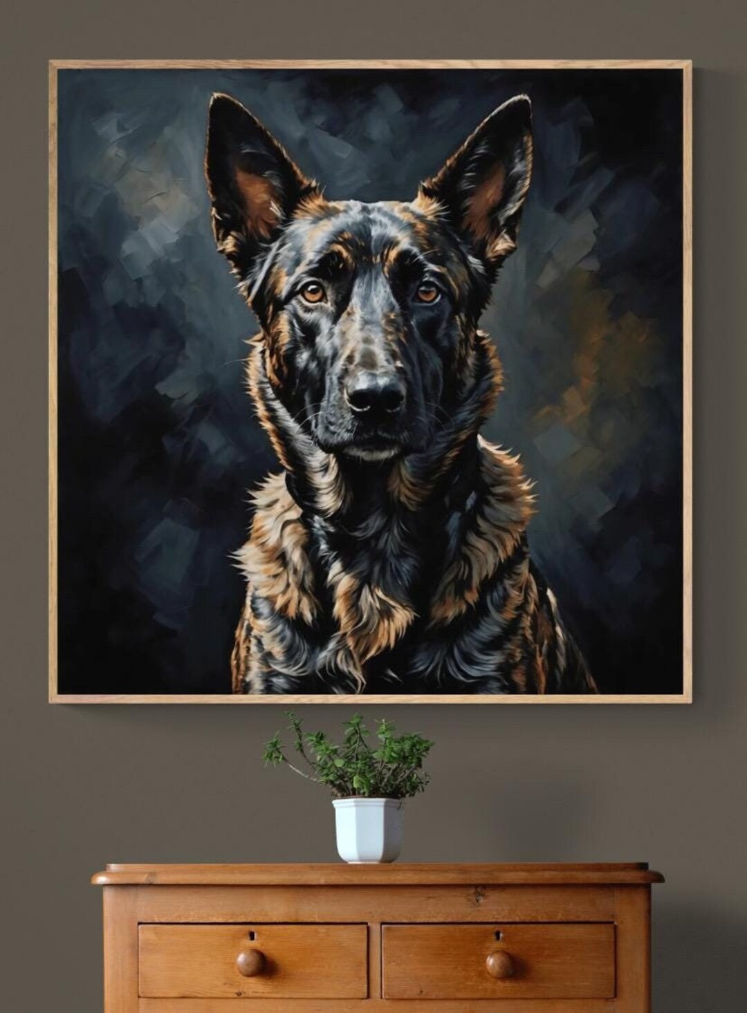 Dutch Shepherd Portrait Fine Art Print | Dog Wall Decor | Oil Painting ...