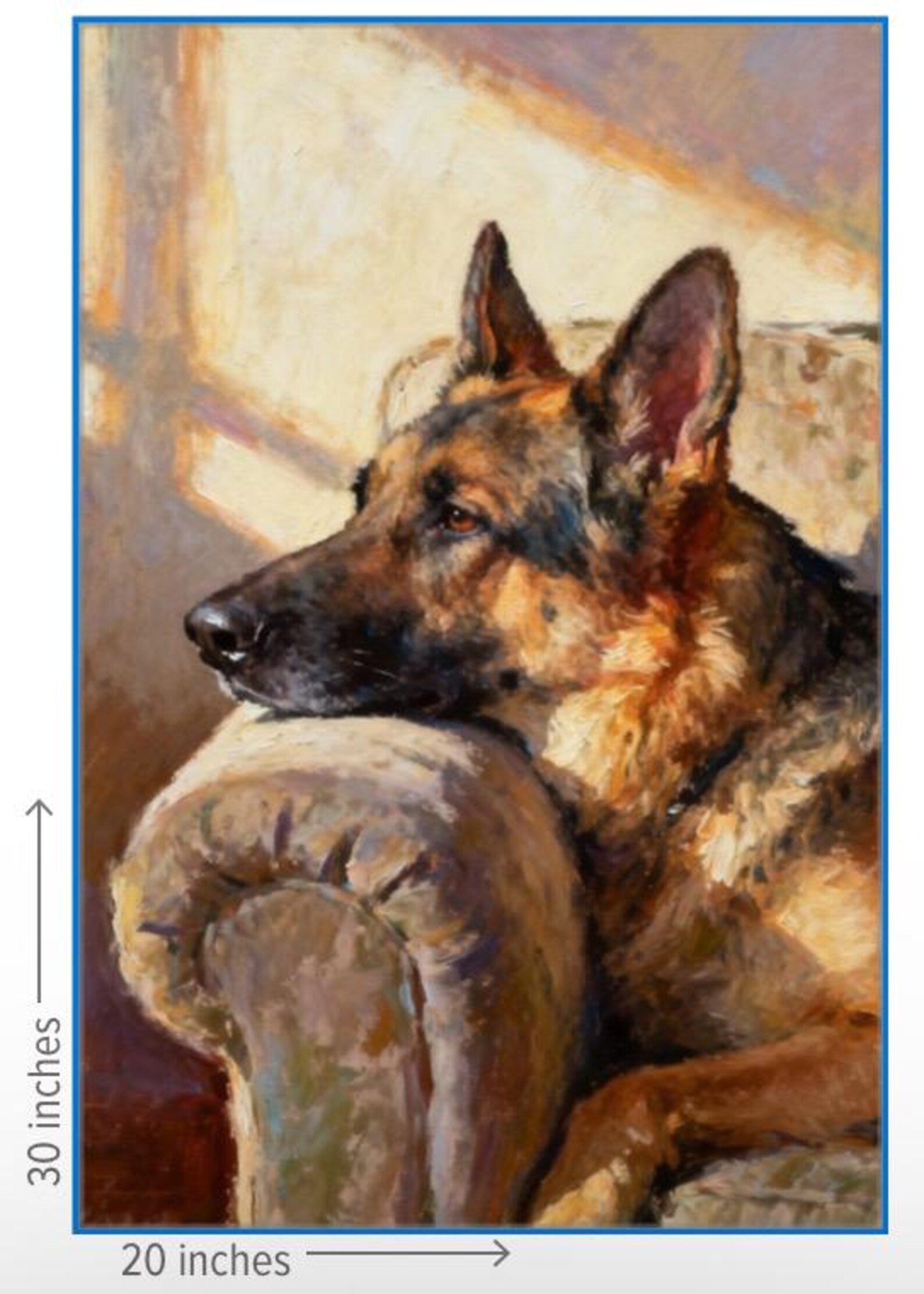 German Shepherd Art Print - Oil Pastel Portrait, Framed or Canvas Wall ...