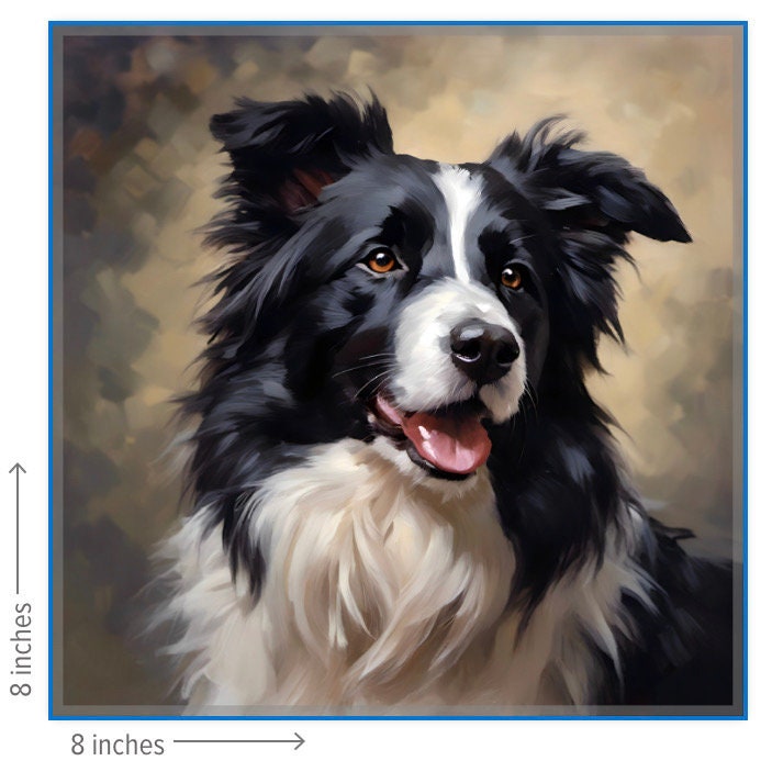 Border Collie Portrait Fine Art Print Oil Painting Wall Decor Gift for ...
