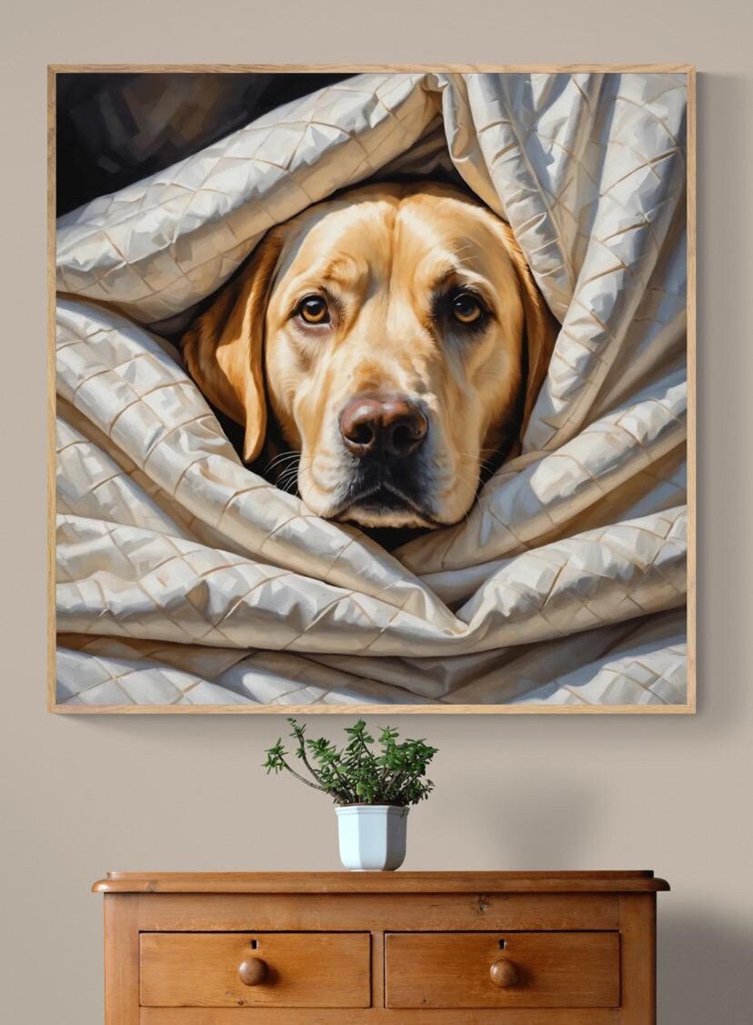 Golden Labrador Portrait Fine Art Print | Oil Painting | Wall Decor ...