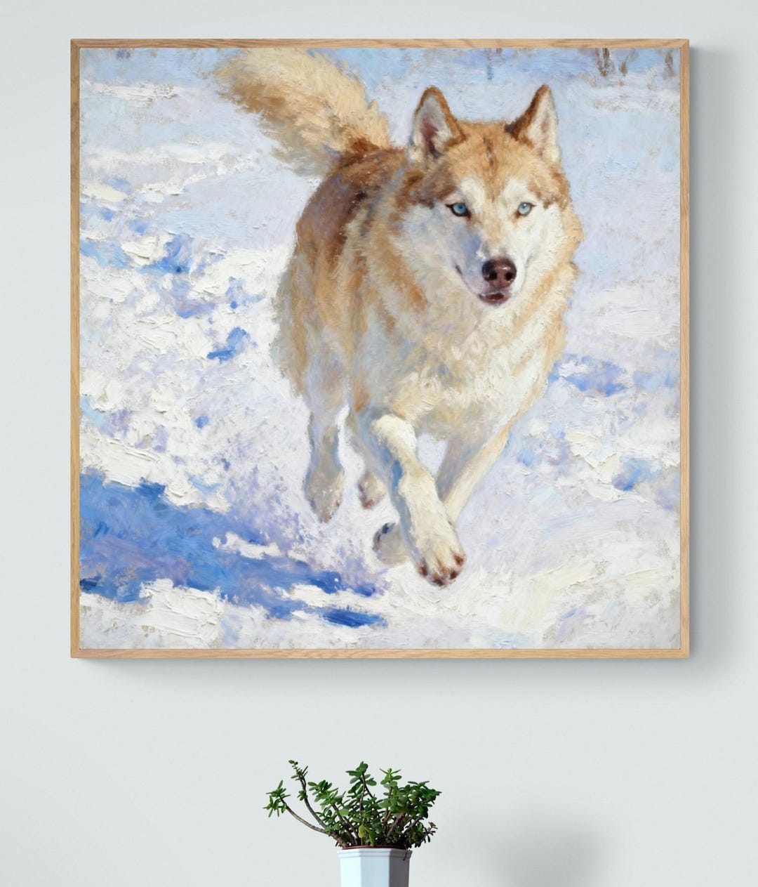 Tan and White Alaskan Husky Art Print – Snow Dog Portrait, Framed or ...