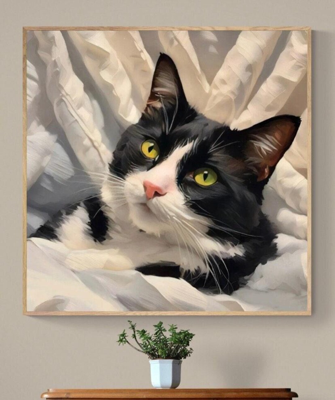 Tuxedo Cat Portrait Fine Art Print | Painting | Free Shipping | Heavy ...