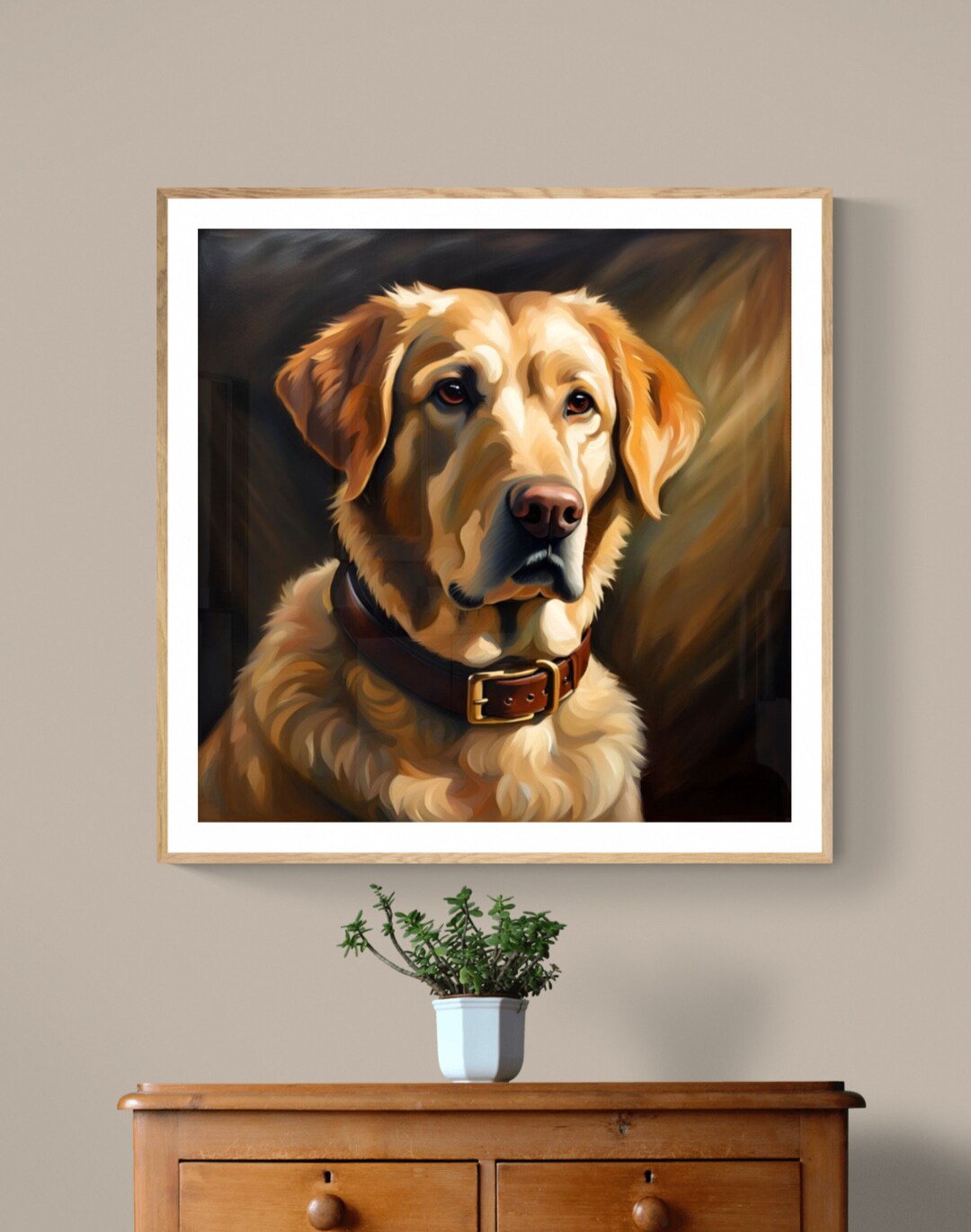 Golden Labrador Portrait Fine Art Print Oil Painting Wall Decor Gift ...