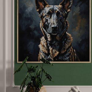 Dutch Shepherd Portrait Fine Art Print | Dog Wall Decor | Oil Painting ...