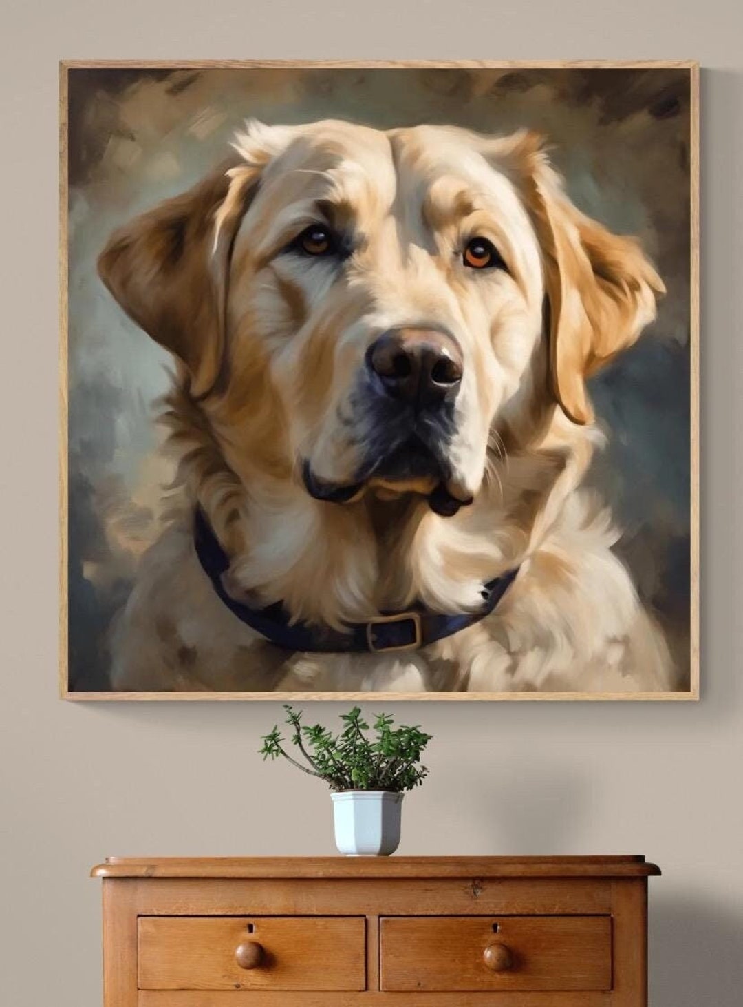 Golden Lab Oil Portrait Fine Art Print | Oil Painting | Wall Decor ...