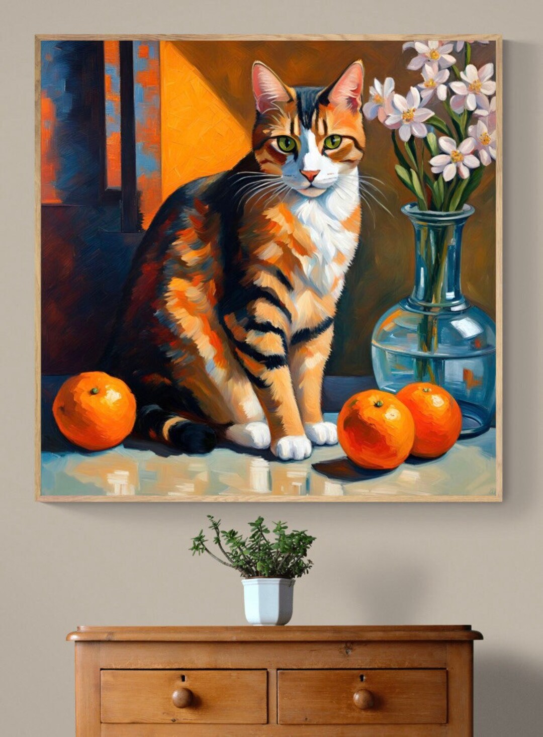 Calico Cat Oil Painting Fine Art Print Oil Painting Wall Decor Gifts ...