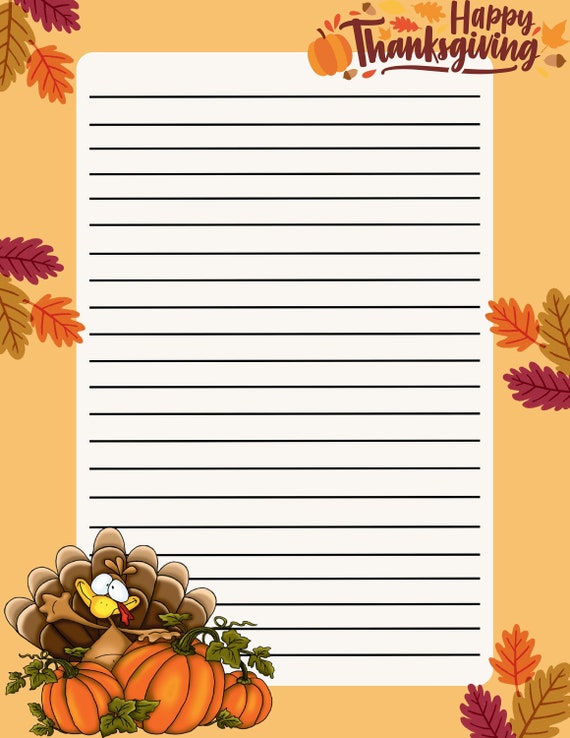 Thanksgiving Lined Paper Printable Thanksgiving Writing Paper Template