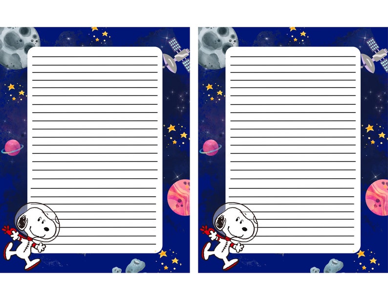 Snoopy Themed Collection #9 - Lined & Unlined - Memo and Letter Sized ...