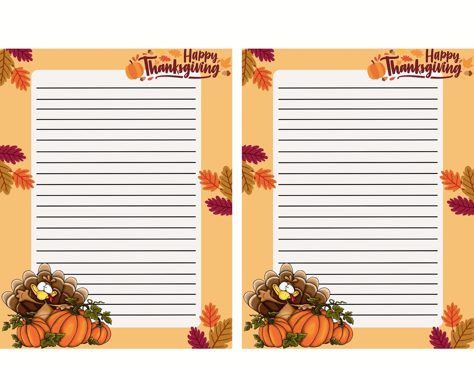 Thanksgiving Themed Collection #8 - Lined & Unlined - Memo and Letter ...