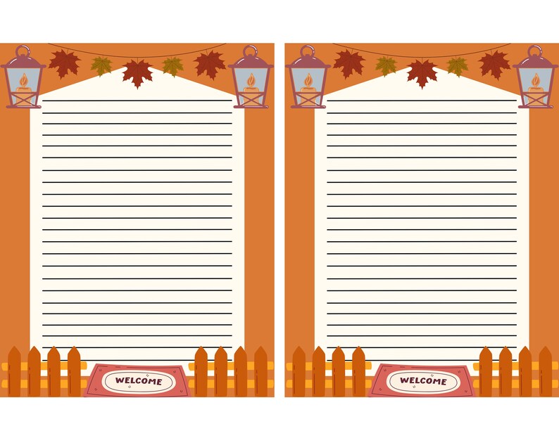 Fall Themed Collection 5 Lined & Unlined Memo and Letter Sized ...