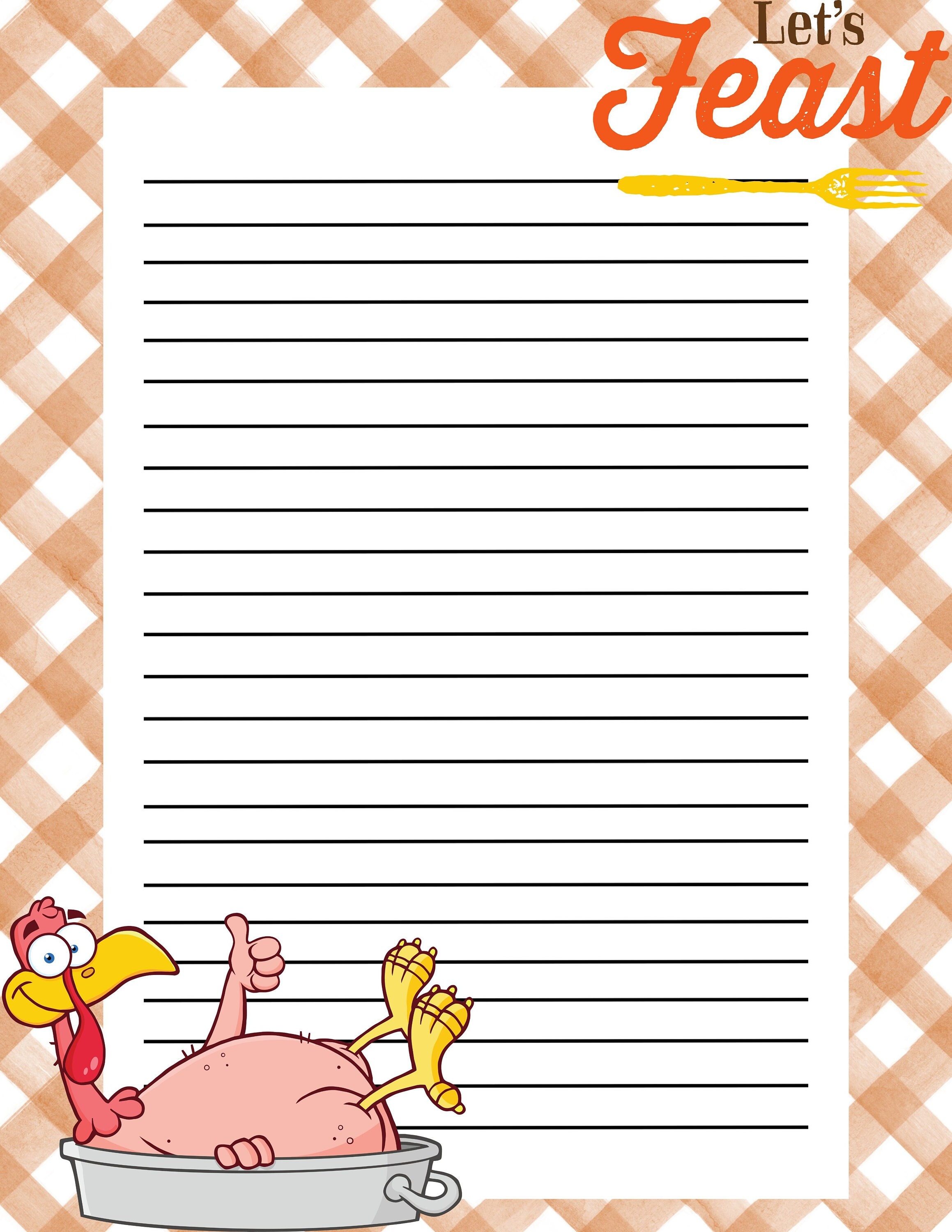 Thanksgiving Themed Collection 4 Lined & Unlined Memo and Letter Sized ...