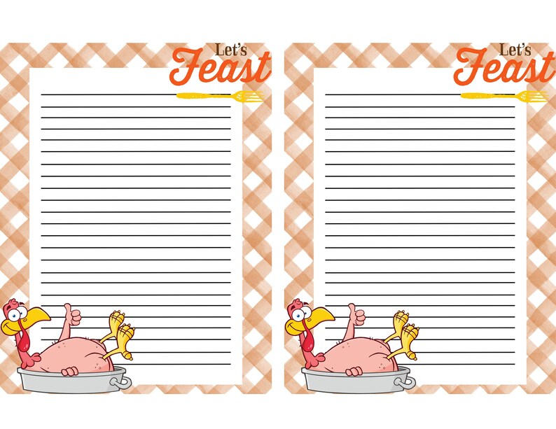 Thanksgiving Themed Collection 4 Lined & Unlined Memo and Letter Sized ...