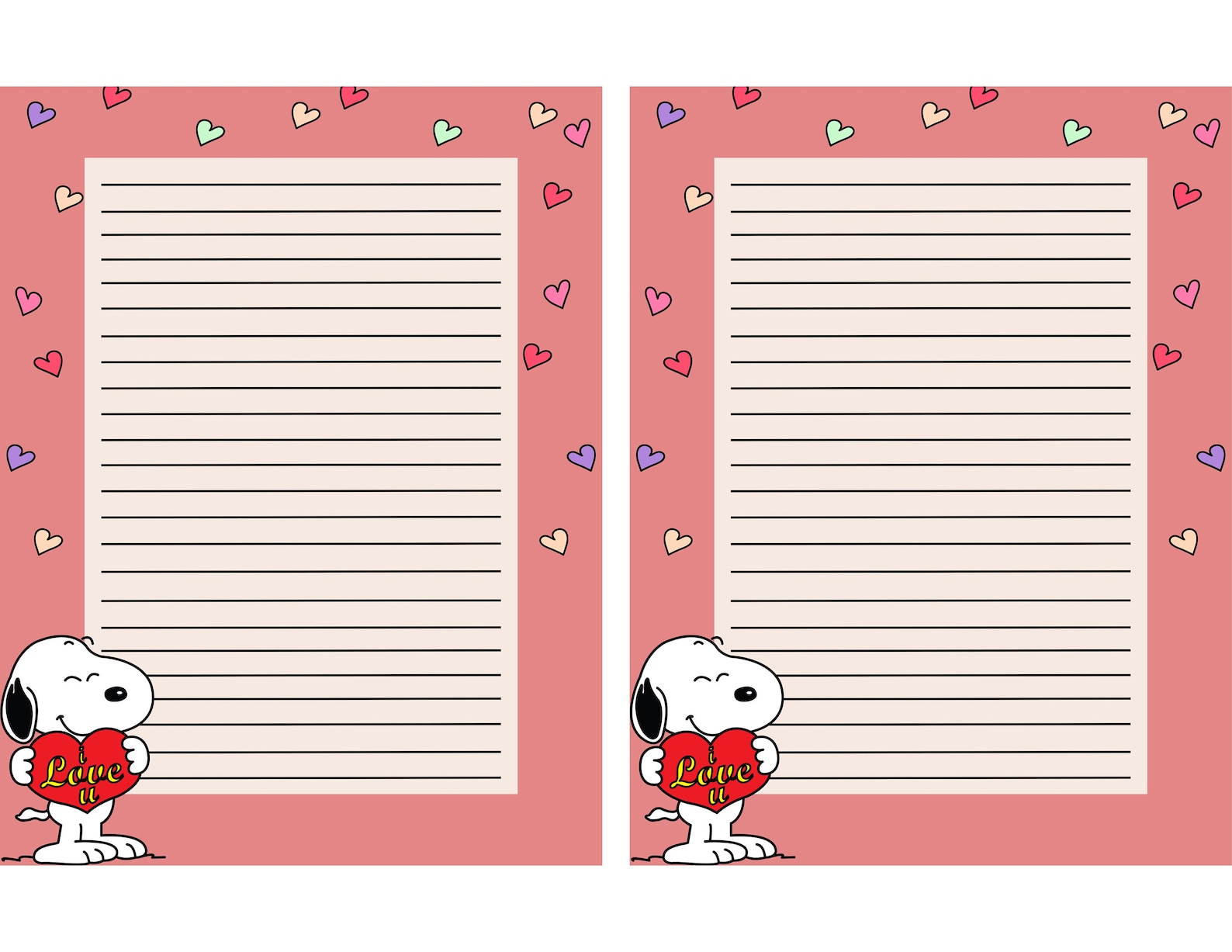 Snoopy Themed Collection #3 - Lined & Unlined - Memo and Letter Sized ...