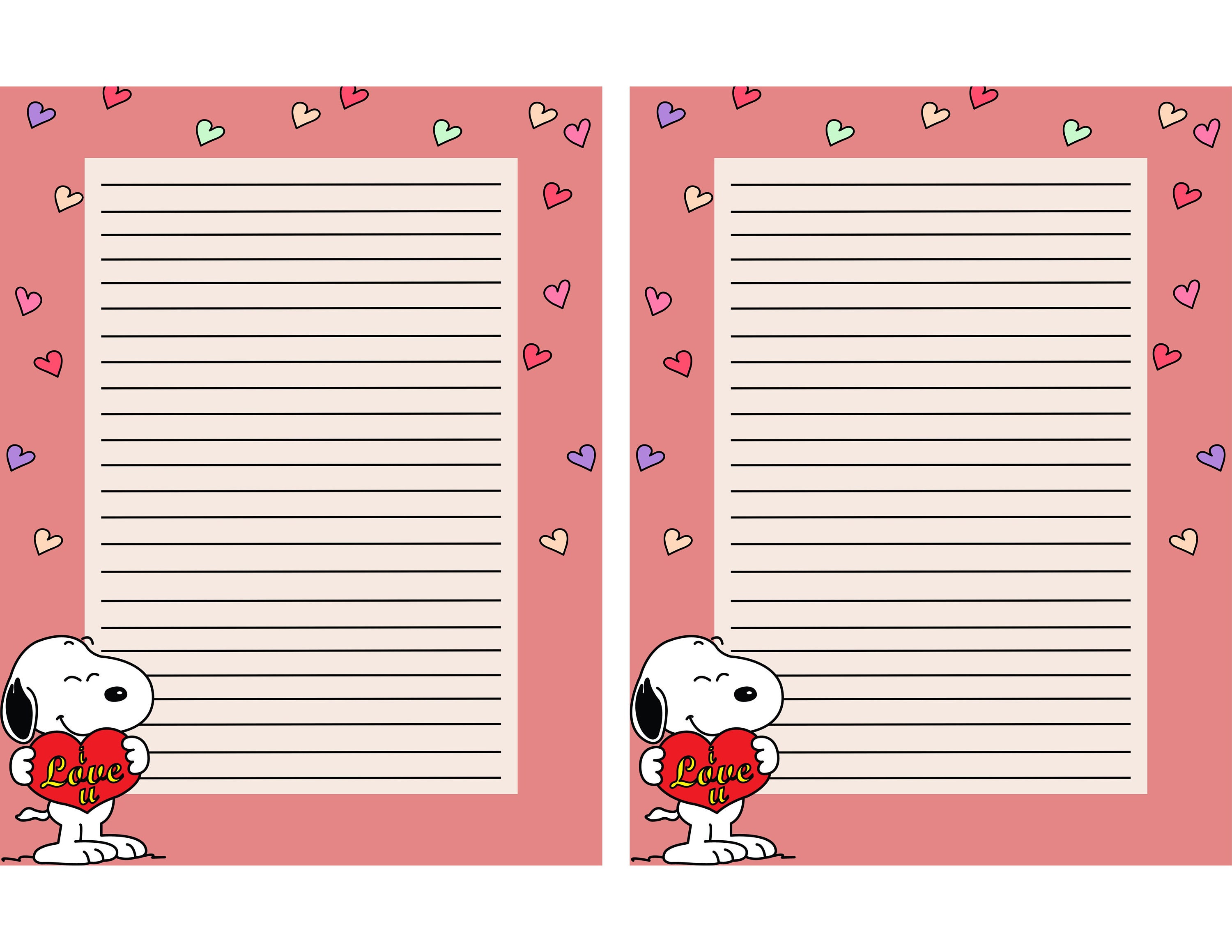 Snoopy Themed Collection #3 - Lined & Unlined - Memo and Letter Sized ...