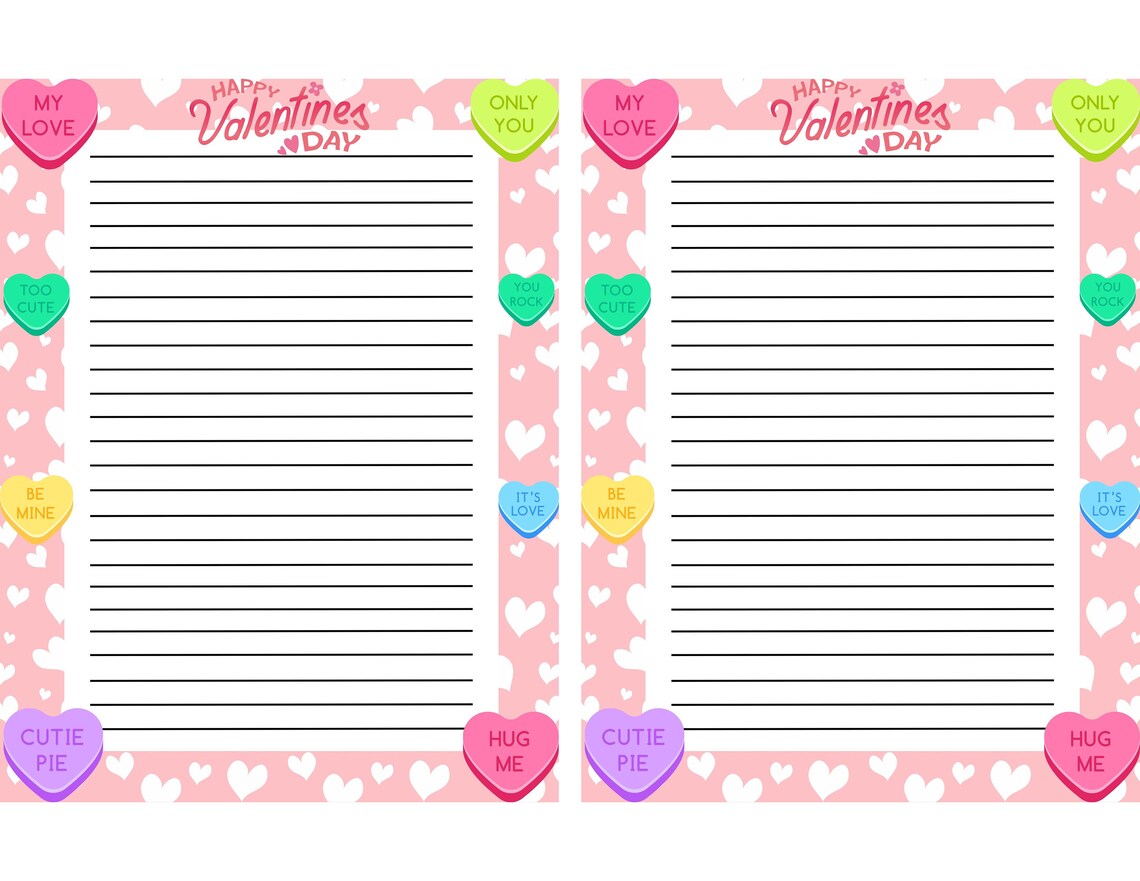Valentines Themed Collection #10 - Lined & Unlined - Memo and Letter ...
