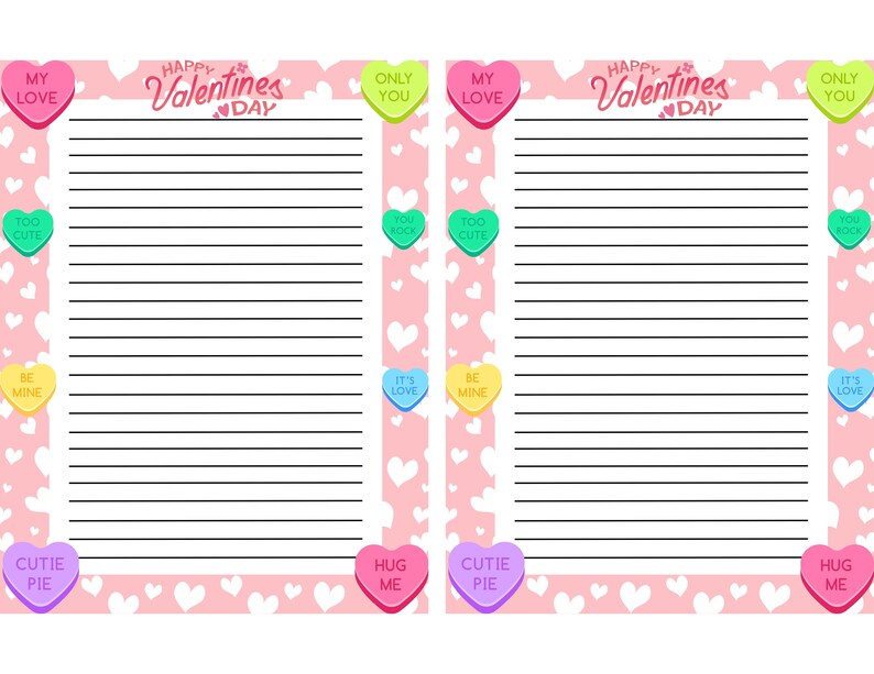 Valentines Themed Collection #10 - Lined & Unlined - Memo and Letter ...