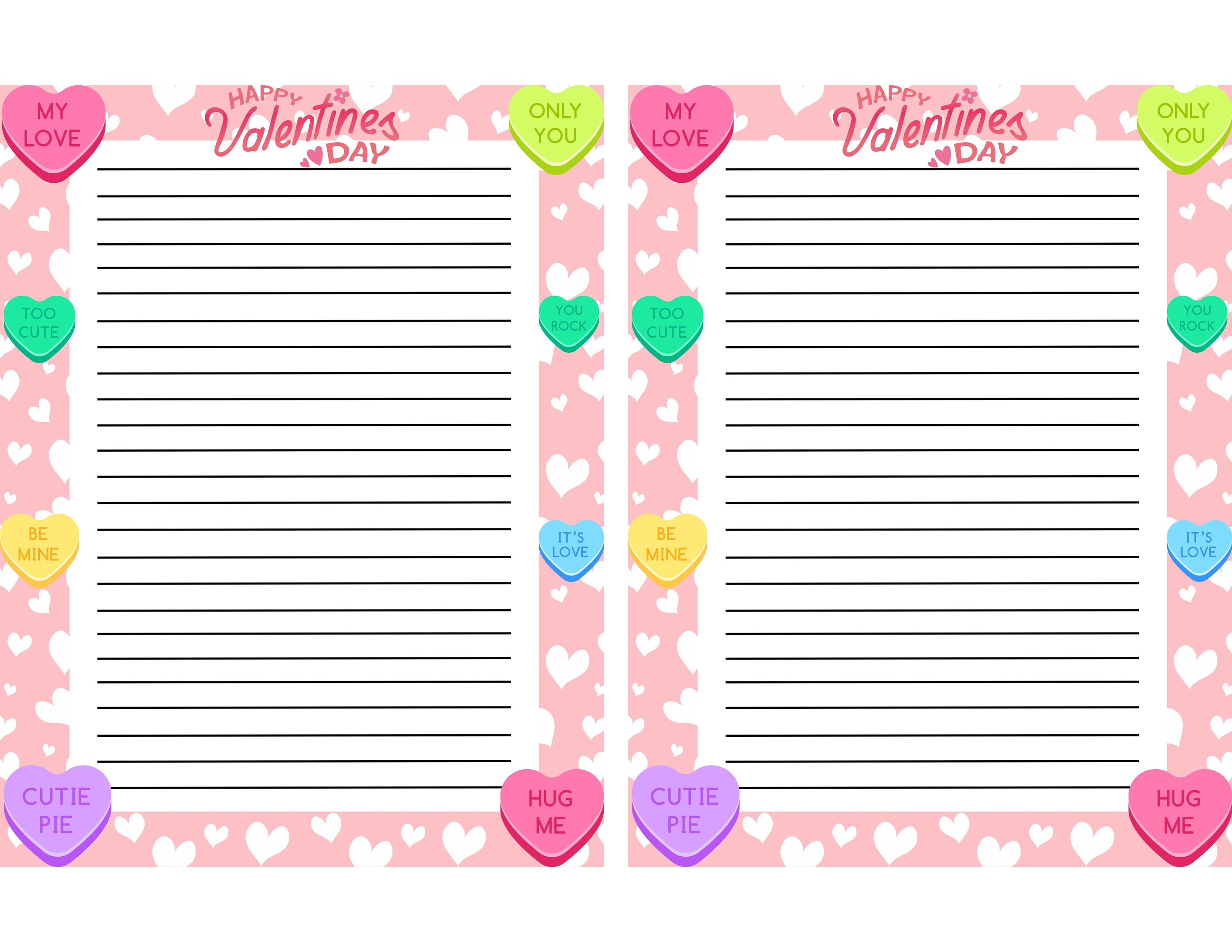 Valentines Themed Collection #10 - Lined & Unlined - Memo and Letter ...