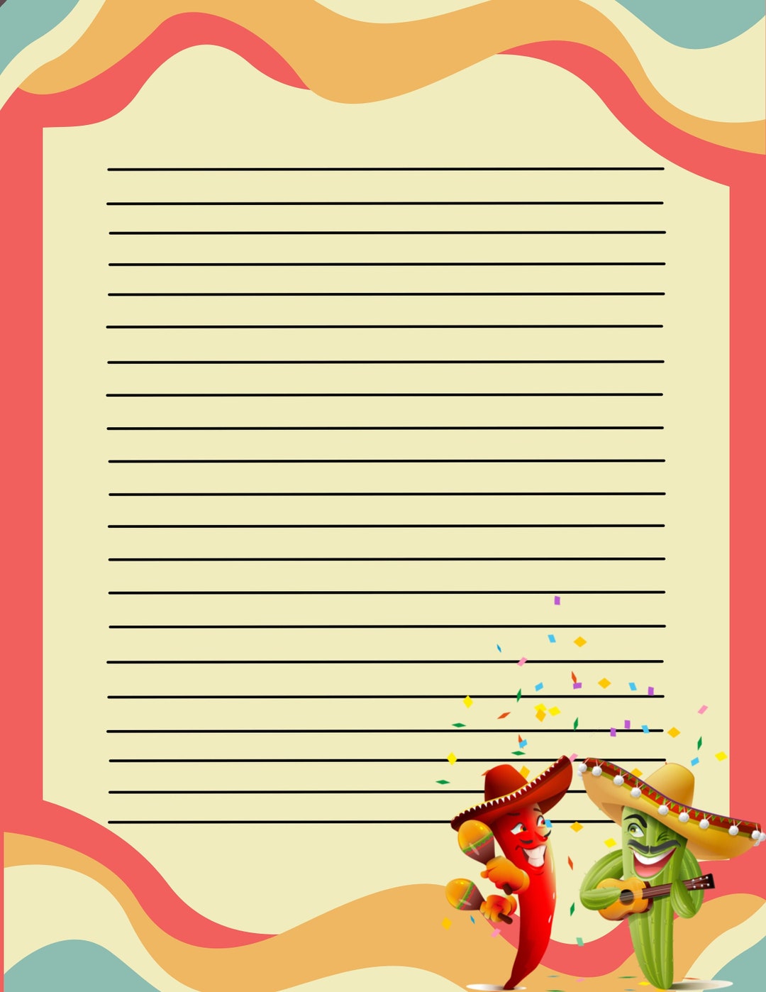 Fiesta Themed Collection 2 Lined & Unlined Memo and Letter Sized ...