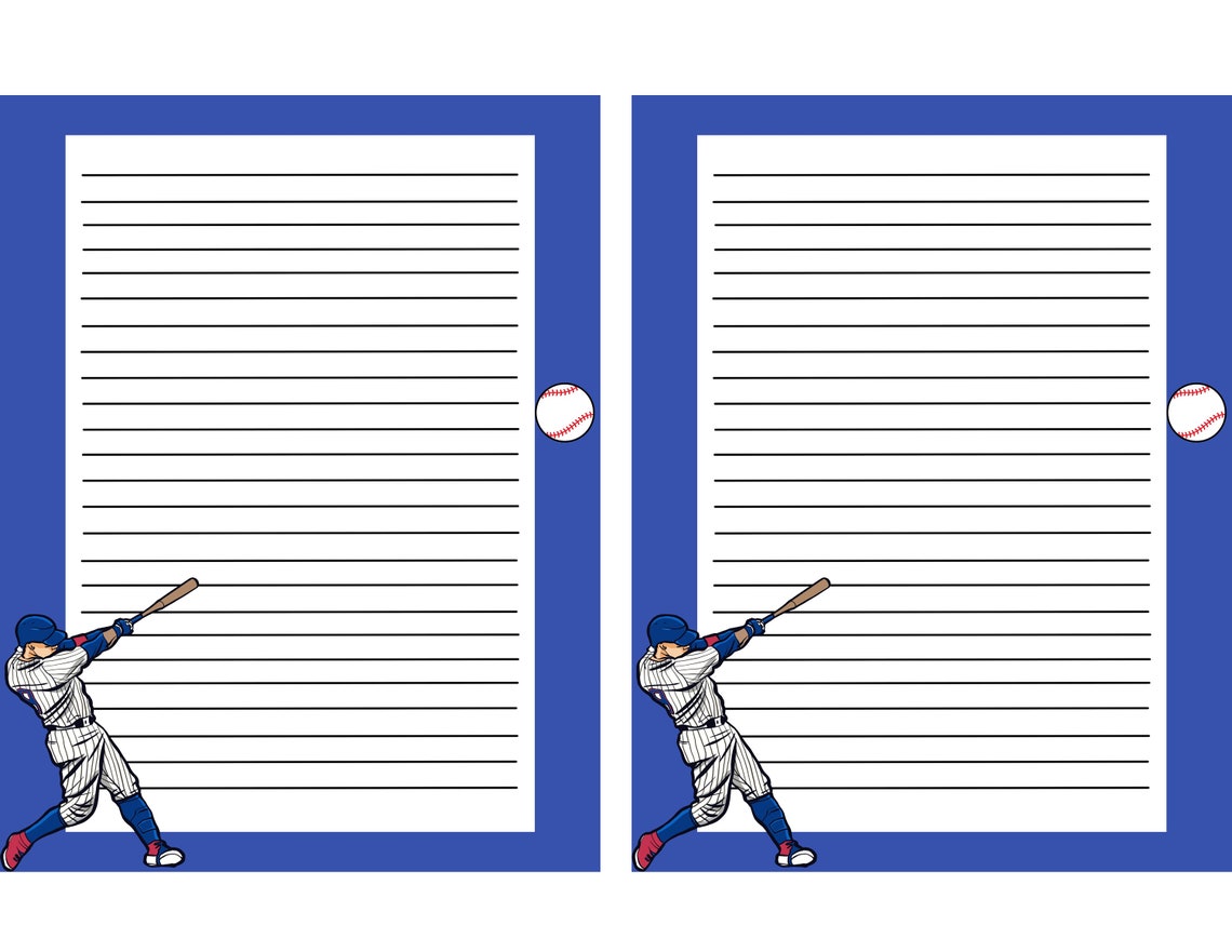 Baseball Themed Collection #1 - Lined & Unlined - Memo and Letter Sized ...