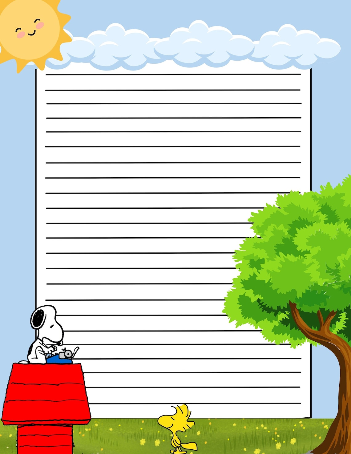 Snoopy Themed Collection #7 - Lined & Unlined - Memo and Letter Sized ...