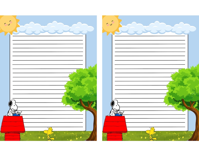 Snoopy Themed Collection #7 - Lined & Unlined - Memo and Letter Sized ...