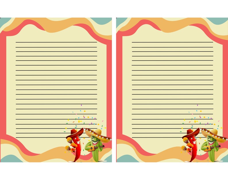 Fiesta Themed Collection 2 Lined & Unlined Memo and Letter Sized ...