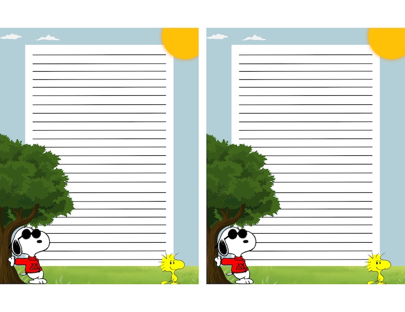 Snoopy Themed Collection #8 - Lined & Unlined - Memo and Letter Sized ...