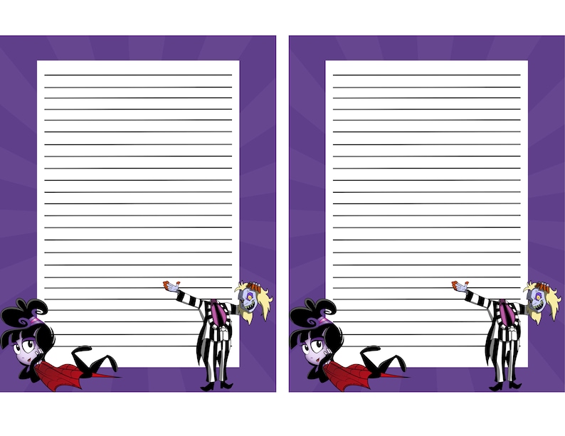Beetlejuice Themed Collection #2 - Lined & Unlined - Memo and Letter ...