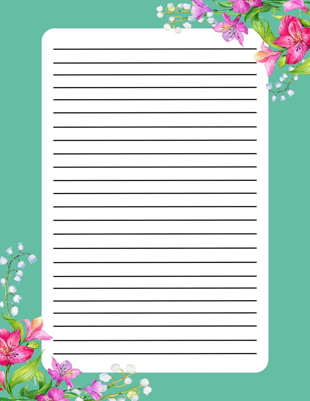 Floral Themed Collection 4 Lined & Unlined Memo and Letter Sized ...