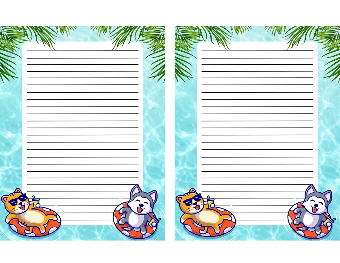 Summer Themed Collection #1 - Lined & Unlined - Memo and Letter Sized ...