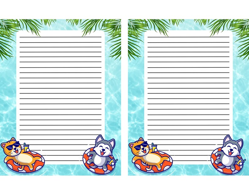 Summer Themed Collection #1 - Lined & Unlined - Memo and Letter Sized ...