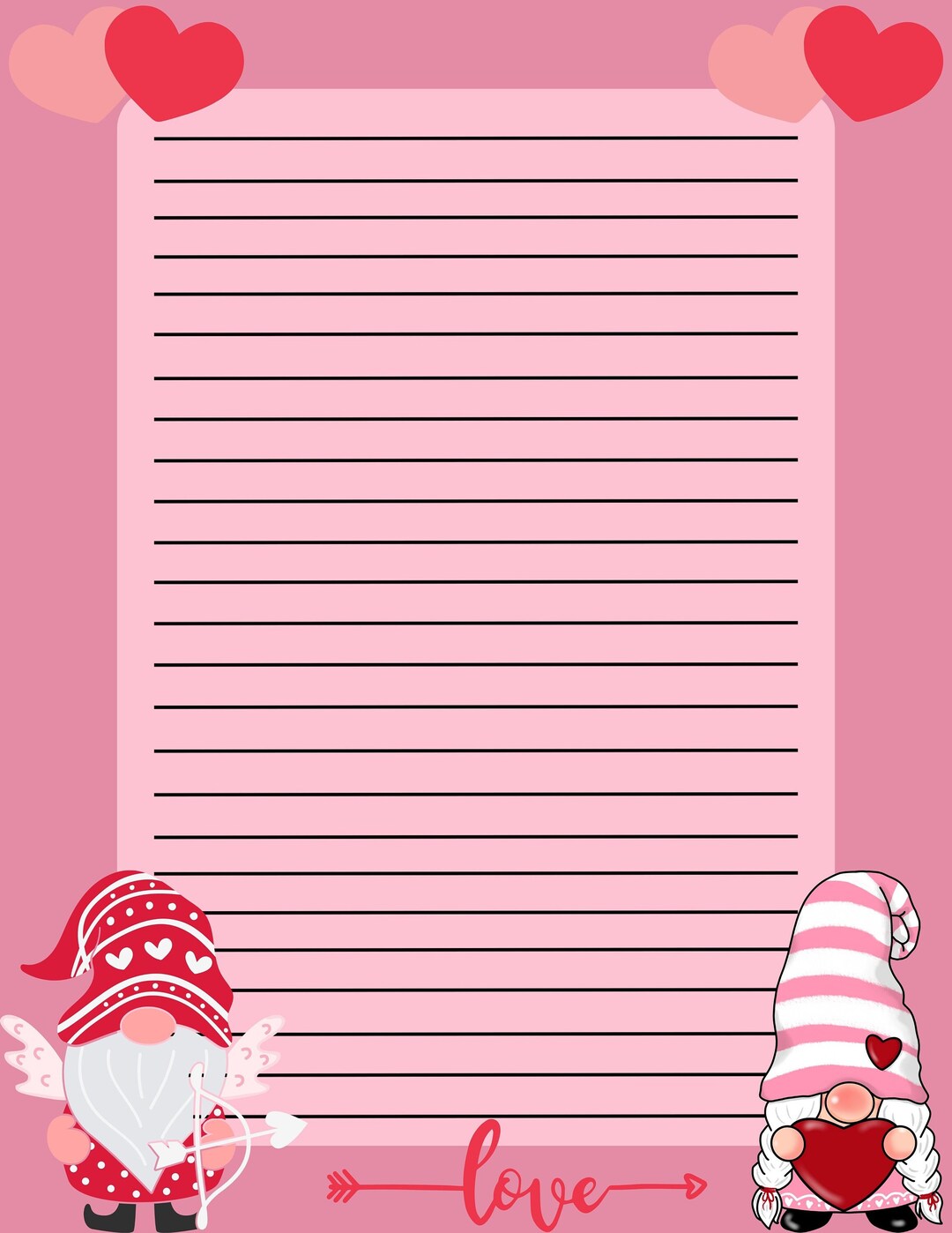 Valentines Themed Collection 7 Lined & Unlined Memo and Letter Sized ...