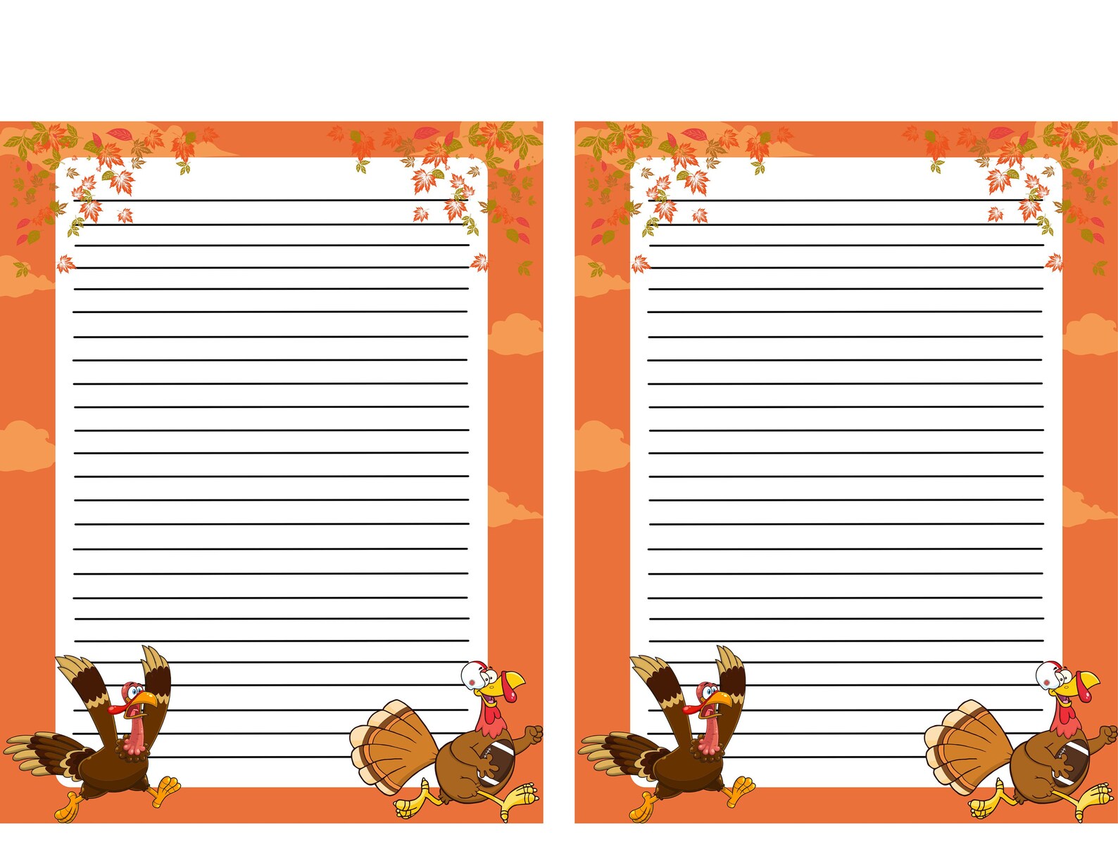 Thanksgiving Themed Collection 1 Lined & Unlined Memo and Letter Sized ...