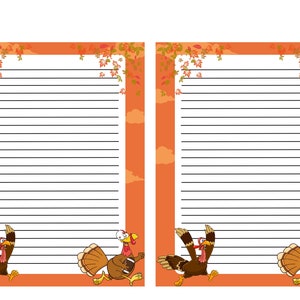 Thanksgiving Themed Collection 1 Lined & Unlined Memo and Letter Sized ...