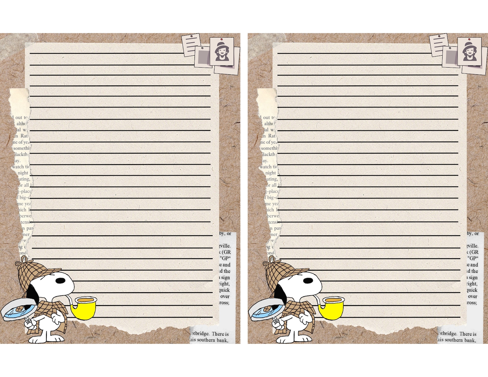 Snoopy Themed Collection #4 - Lined & Unlined - Memo and Letter Sized ...