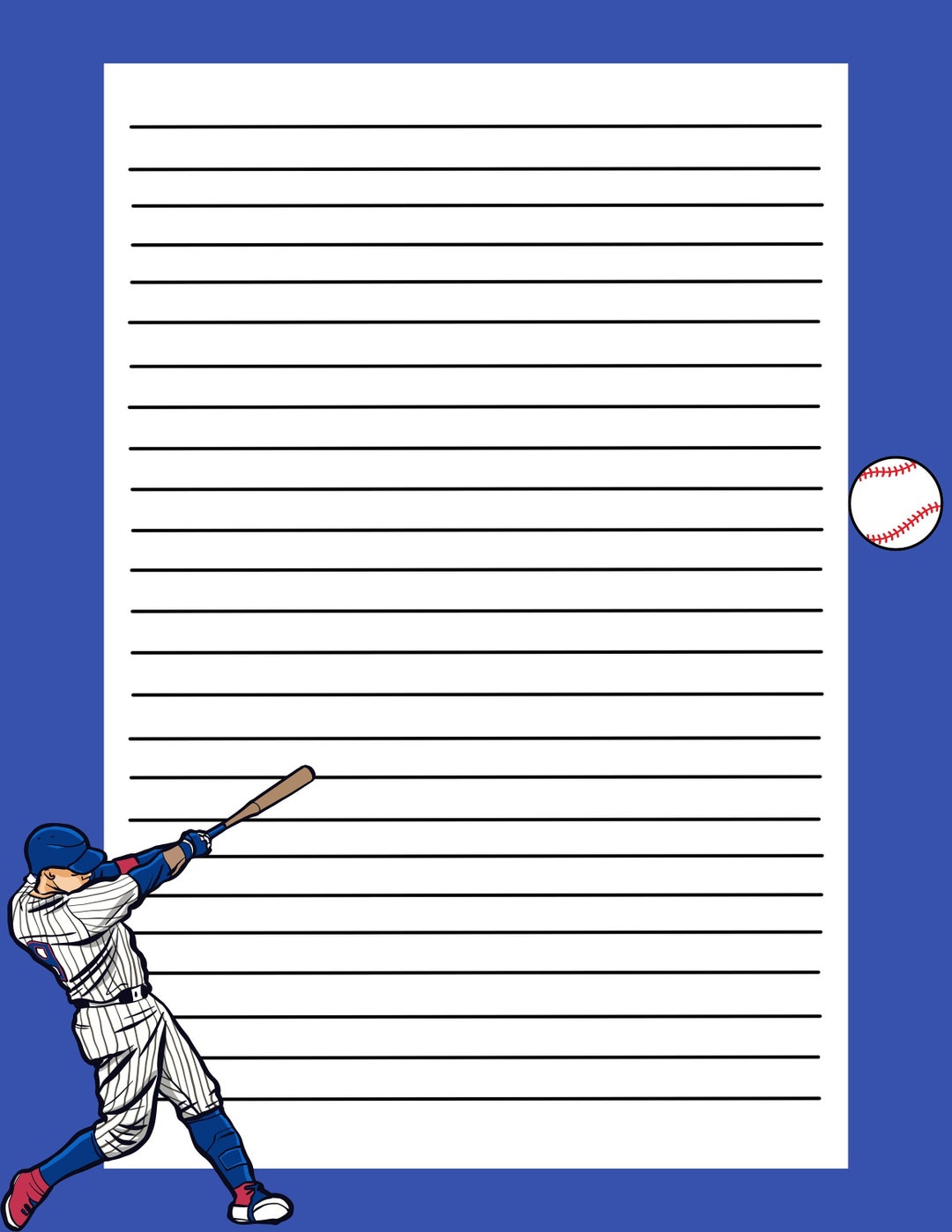 Baseball Themed Collection #1 - Lined & Unlined - Memo and Letter Sized ...