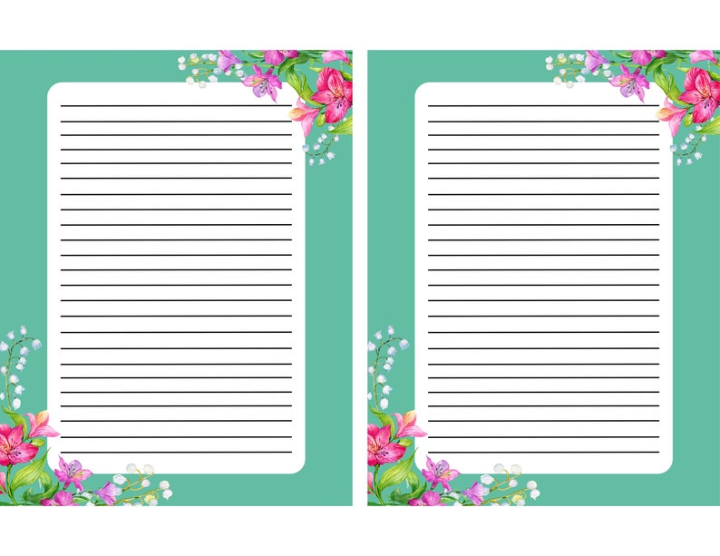 Floral Themed Collection 4 Lined & Unlined Memo and Letter Sized ...