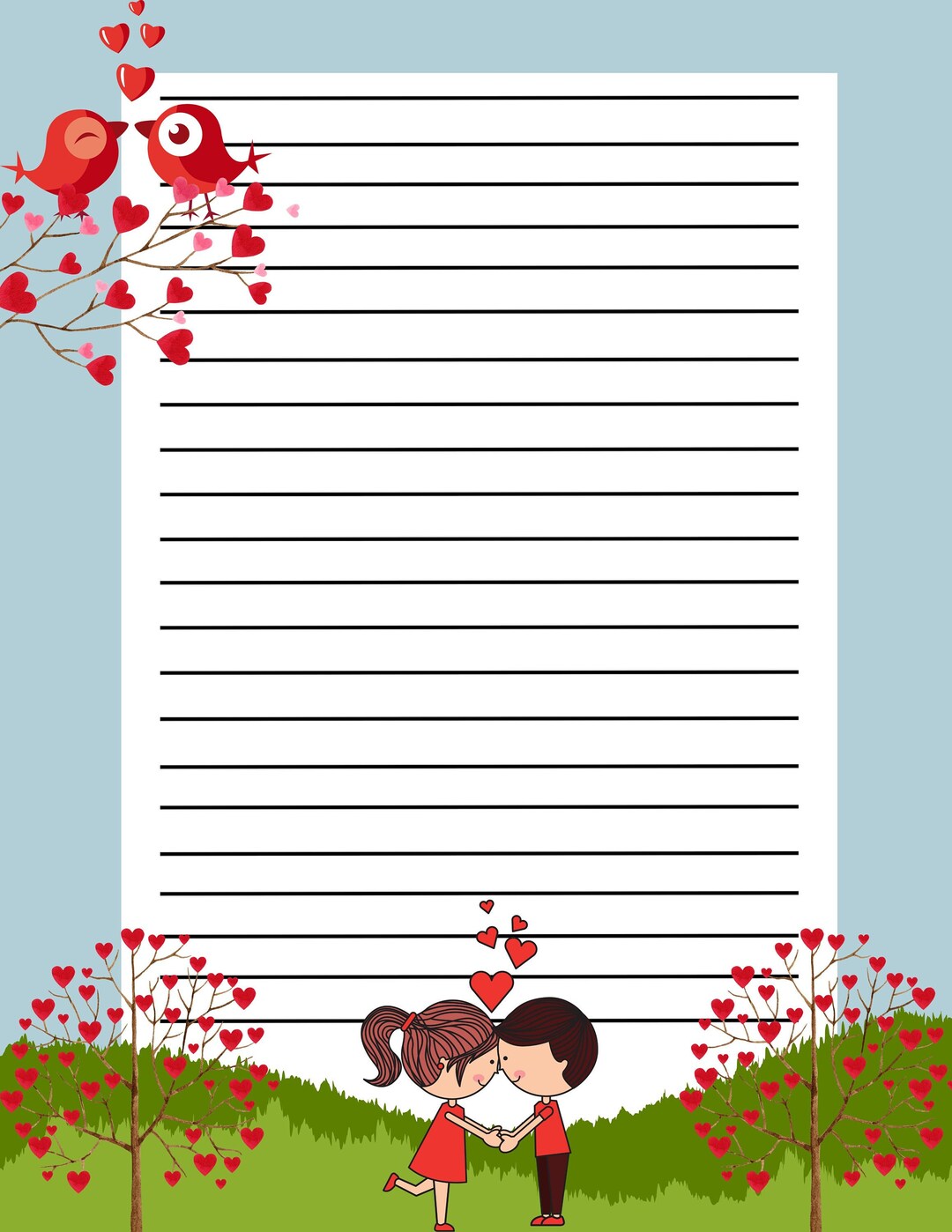 Valentines Themed Collection 5 Lined & Unlined Memo and Letter Sized ...