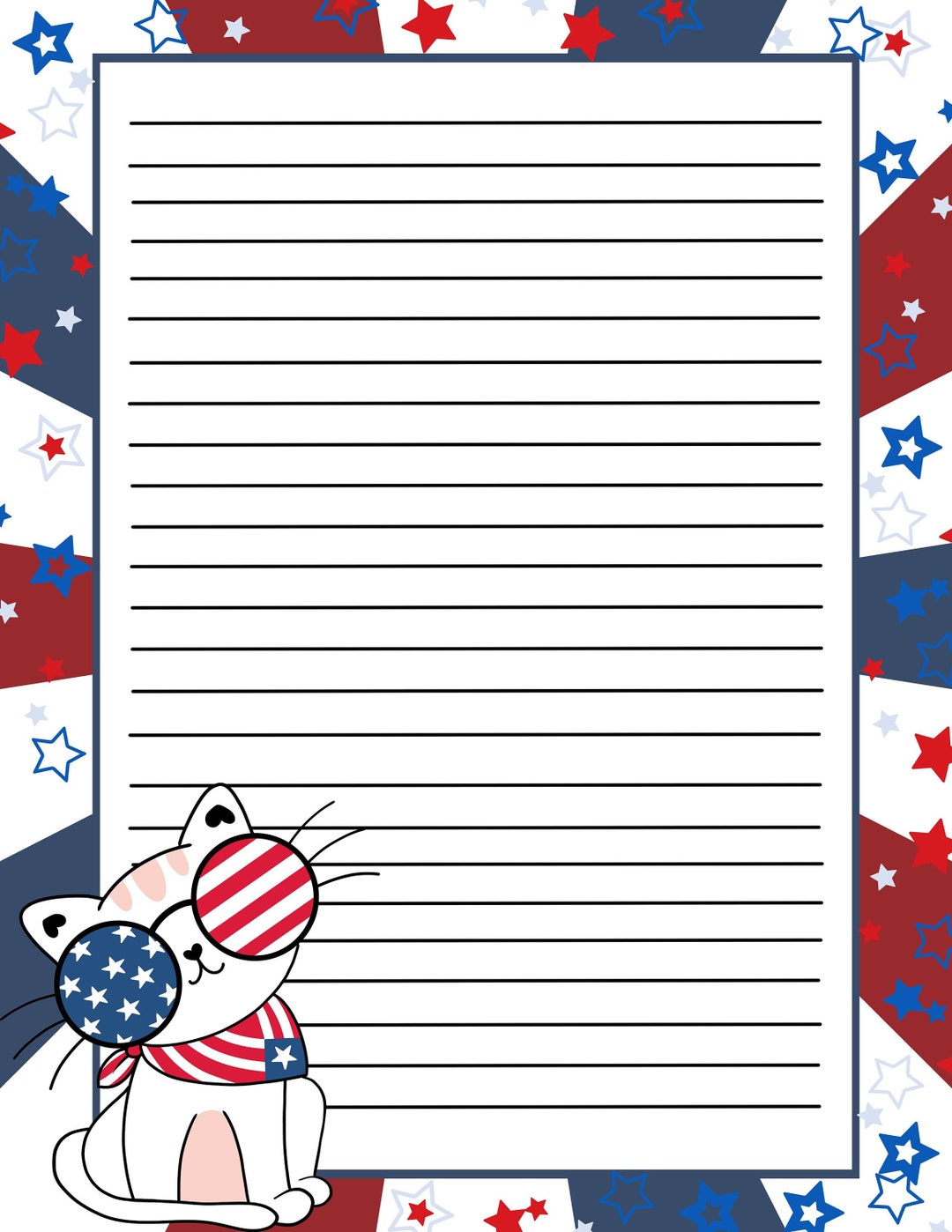 4th of July Themed Collection #5 - Lined & Unlined - Memo and Letter ...